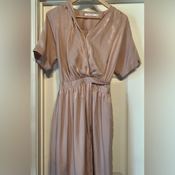 Ellison | Dresses | Ellison Blush Pink Satin Wrap Midi Dress | Poshmark
